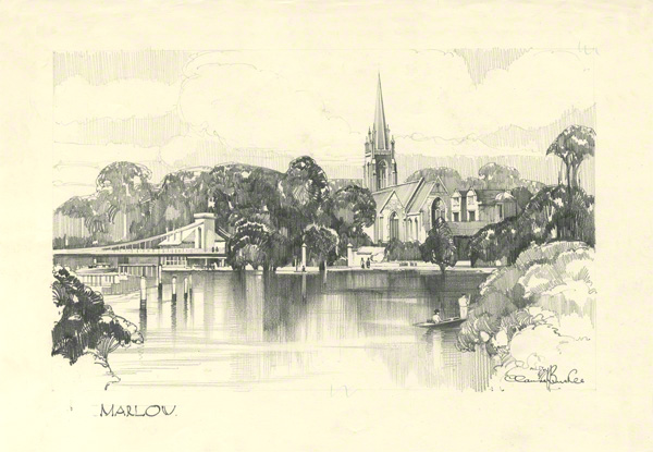 Pencil Drawing of Marlow Suspension Bridge | ClaudeBuckleArt